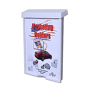 Set of 6, Outdoor Literature Dispenser for 8.25 x 11 Pamphlets with Clear Front Panel, Hinged Top Lid, Semi-Waterproof Brochure Holder for Wall Mount - Plastic, White