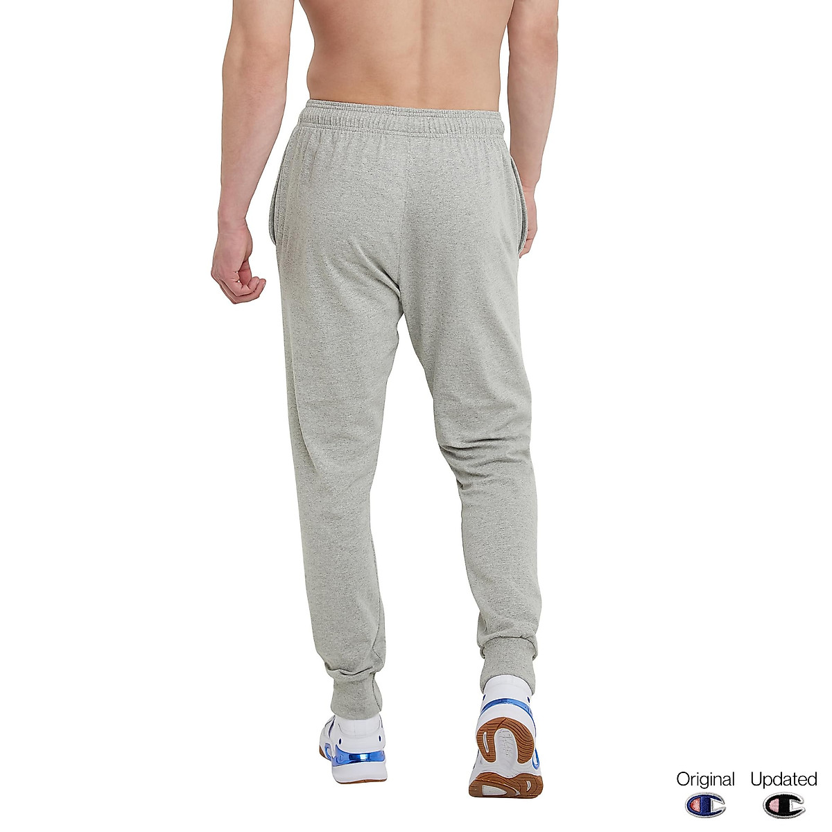 Champion Mens Joggers, Everyday Cotton, Lightweight Lounge Knit For Men, 31" Sweatpants, Oxford Gray C Patch Logo, X-Large US