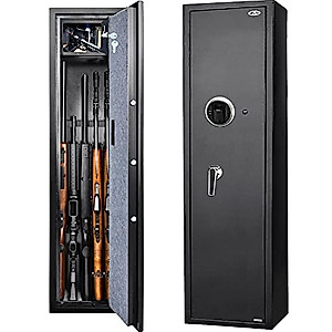 Biometric Fingerprint Gun Safe for Rifle, Upgraded Quick Access Large Rifle Gun Security Cabinet for 5-6 Rifle Shotgun Firearms with/without Scopes with Pistol Lock Box