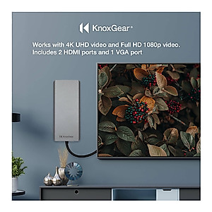 Knox Gear Kernel 13-in-1 USB-C Power Delivery Charging Port Hub, USB C Hub, 2 HDMI Ports, SD and MicroSD Card Slots, Data Transfer Rate of 5 Gbps, Multiport Adapter Compatible with Mac and PC Devices