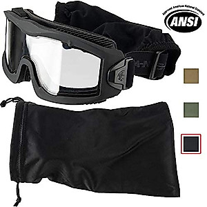 Lancer Tactical AERO Airsoft Tactical Safety Goggles -3mm Dual Pane Lens, Anti-Fog Glasses for Hunting and Cycling-One Len (Black)