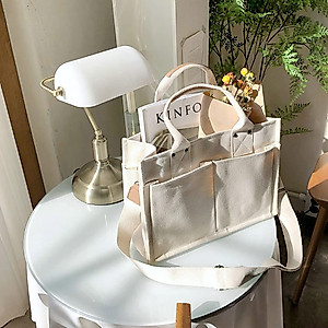 Canvas Tote Bags for Women Large Shoulder Bags Handbags Purse Big Satchel Purses Multi-pocket Handbags Casual Work Bags