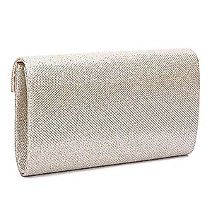 ZIUMUDY Women's Shinny Envelope Clutches Evening Party Handbag Purse Shoulder Chain Bag (Gold)