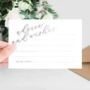 Bliss Collections Advice and Wishes Cards, Silver Foil Cards Design, Perfect for the Bride and Groom, Baby Shower, Bridal Shower, Graduate or Event! Pack of 50 4x6 Cards