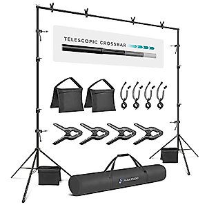 Julius Studio 10.1 ft. Extra Wide & 7.6 ft. Tall (122 x 91 inch) Backdrop Stand, Background Support Equipment, Great fit for 10 ft. Screens, Complete Accessory Kit for Photo Video Studio, JSAG283