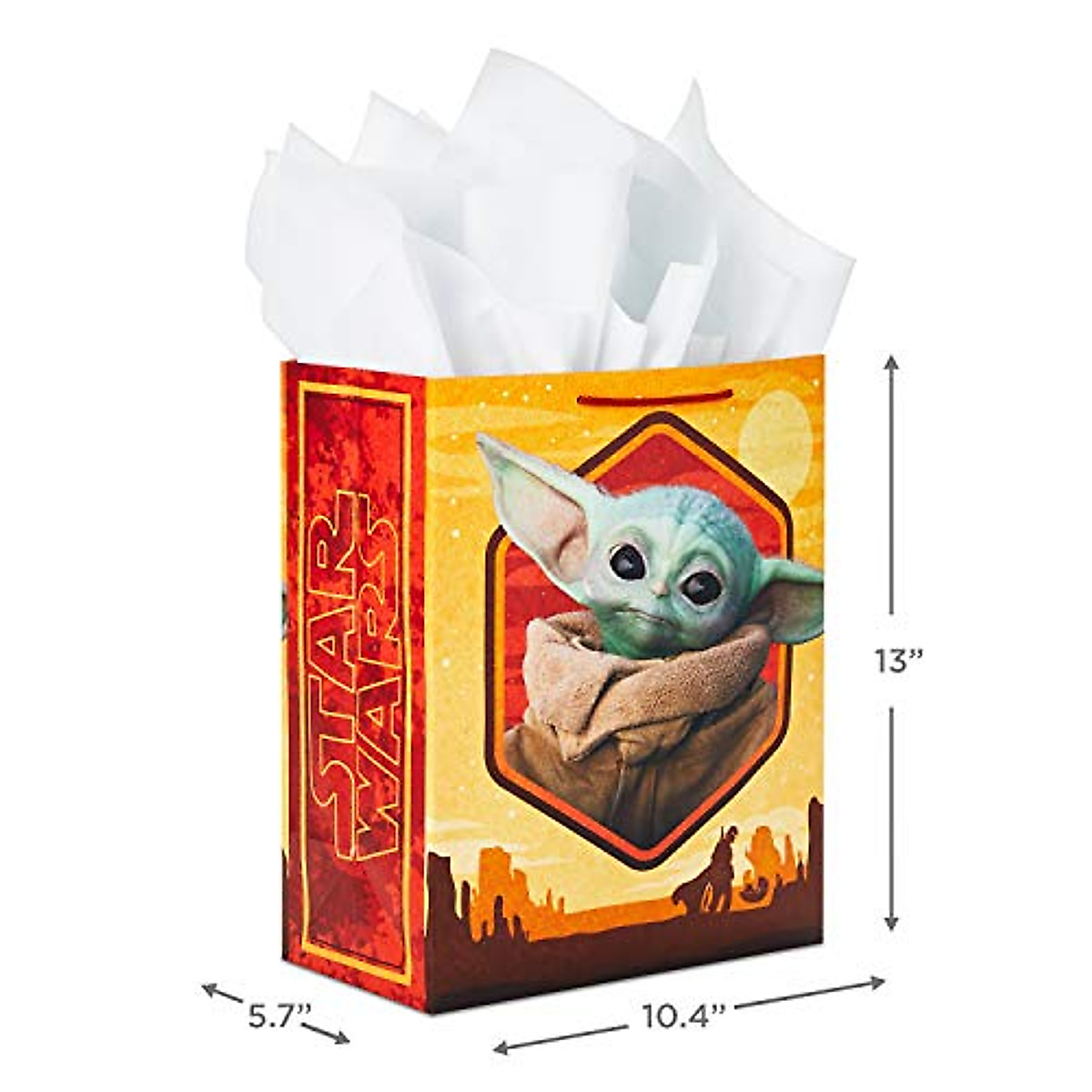 Hallmark 13" Large Star Wars Gift Bag with Tissue Paper (Baby Yoda, The Child, The Mandalorian) for Christmas, Holidays, Birthdays, Baby Showers, Halloween, May the Fourth
