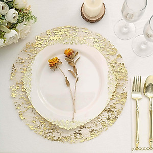Efavormart 10 Pack | 13" Metallic Gold Luminous Mesh Foil Table Placemats, Round Shiny Polyester Dining Mats