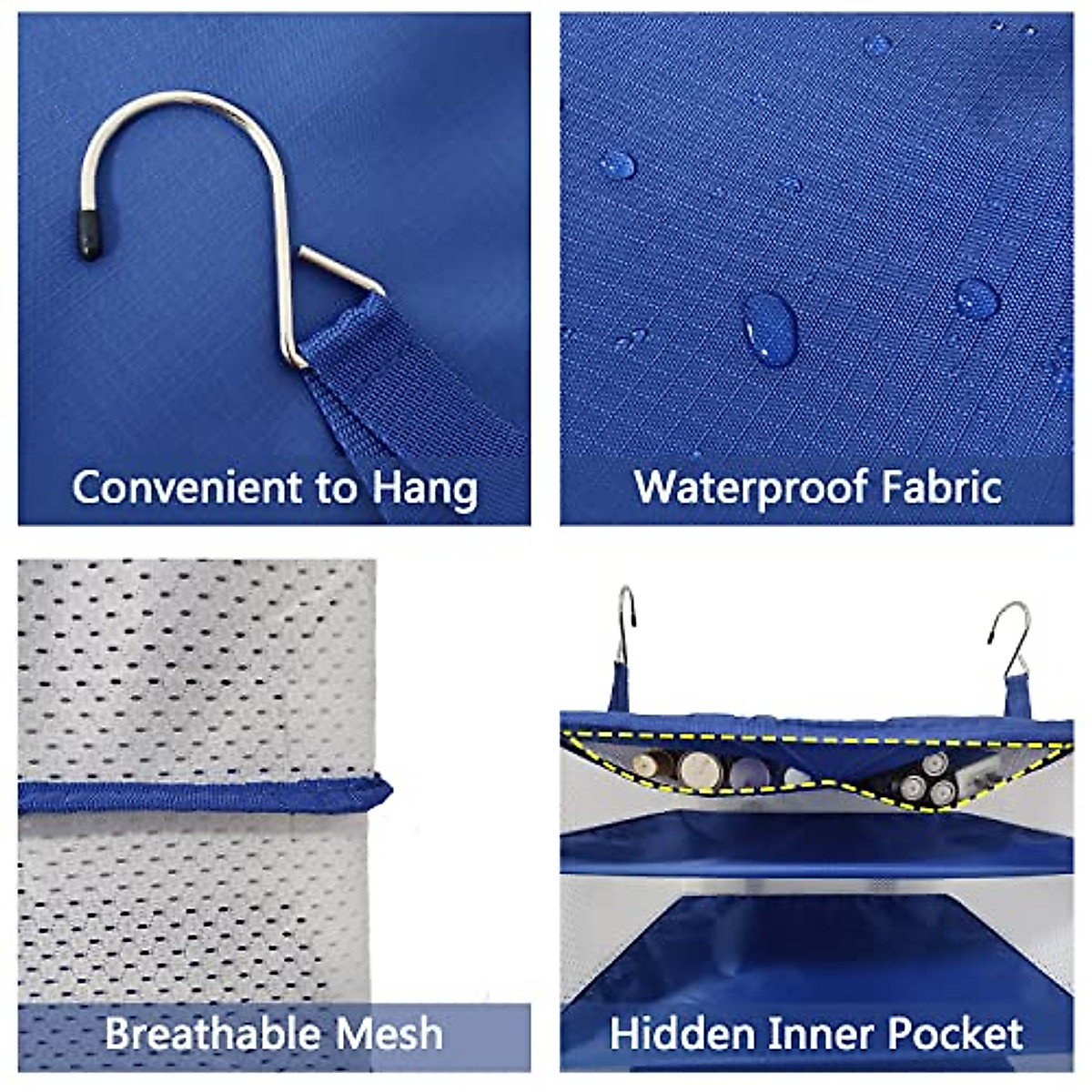 Tmzlier Portable Hanging 3-Shelf Travel Shelves Bag Packing Cube Organizer Suitcase Large Capacity Storage with 2 Hooks (Black, X-Large)