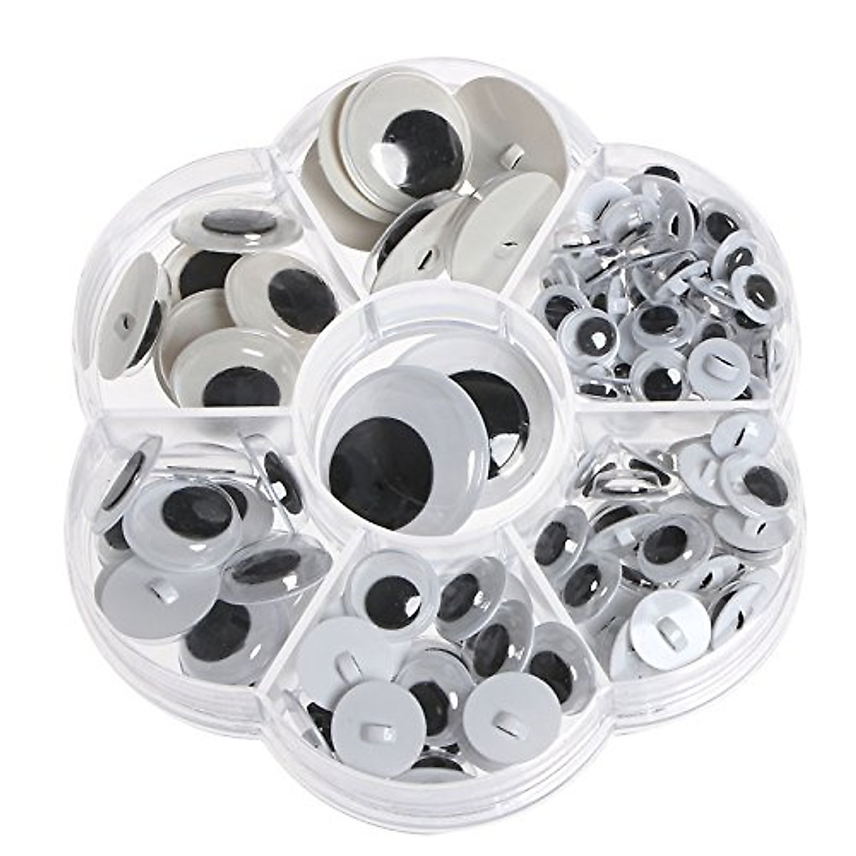 Tangc 128pcs Sew-on Wiggly Wobbly Googly Eyes Scrapbooking Crafts 8-24mm