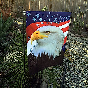 Memorial Day Patriotic Garden Flag - 12" x 18", Red, White Blue Stars, Eagle, 4th of July, USA, America, Rally, Election, Voting Booth, Veteran's Day