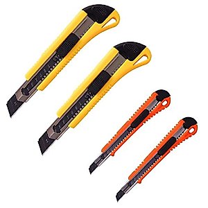 Zog Utility Knife with Ultra Sharp Black Blade, Retractable Box Cutter,Two Sizes and Colors - Craft Knife Set for Office, Home,4-Pack(Two Big and Two Small)