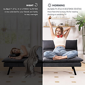 Hcore Sofa Couch Bed,Memory Foam futon Sofabed, Carbon Black