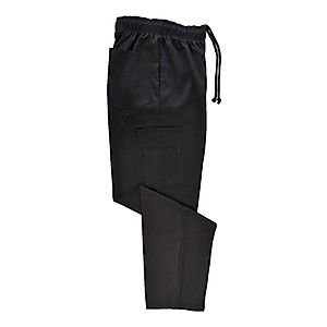 Natural Uniforms Classic 6 Pocket Black Chef Pants with Multi-Pack Quantities Available (3, Medium)