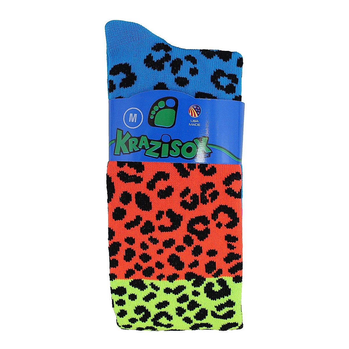 TCK Neon Rainbow Fun Print OTC Socks (Leopard Print, Small)
