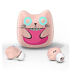 Togetface Girls Wireless Earbuds,Tiny Bluetooth 5.0 Earbuds with Cute Pink Cat Charging Case,HiFi Stereo Sound,Mic for Clear Calls Touch Control,36H Playtime Lightweight Wireless Headphones for Kids