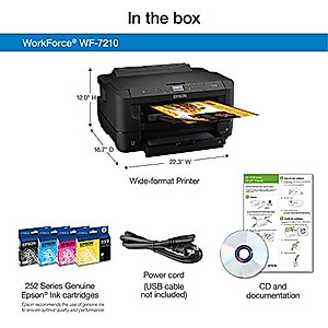 WorkForce WF-7210 Wireless Wide-format Color Inkjet Printer with Wi-Fi Direct and Ethernet, Amazon Dash Replenishment Ready