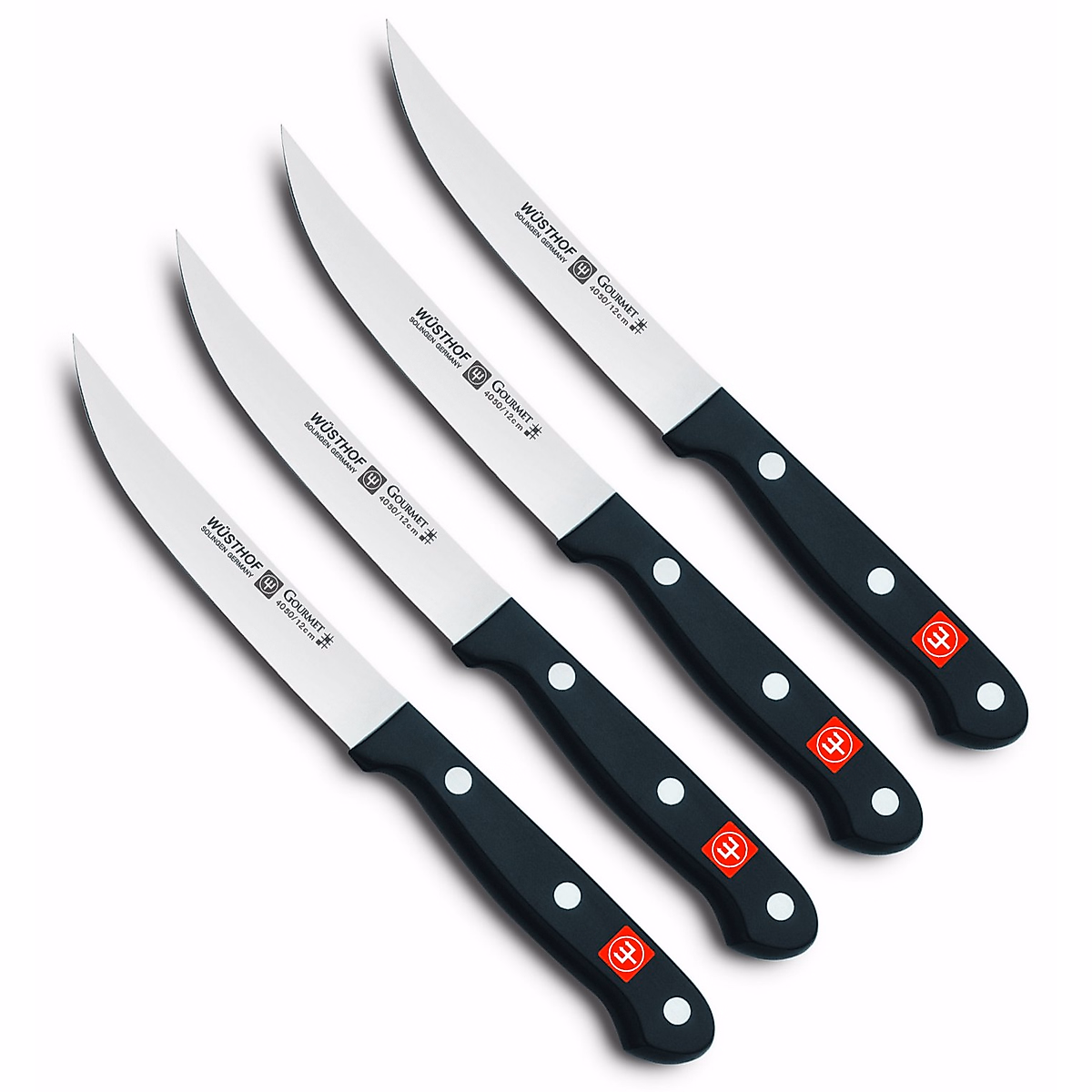WÜSTHOF Gourmet Four Piece Steak Knife Set (Blister Pack) | 4-Piece German Knife Set | Precise Laser Cut High Carbon Stainless Steel Kitchen Steak Knife Set – Model 8464
