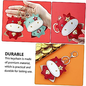 Cabilock 3 pcs Key Chain Animal Keychains Backpack Keychains Keychain for Kids New Year Party Bag Filler Goodbye Keychain Year of ox Keychain Key Decor Calf Key Pendant PU Keychain Alloy