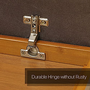 MoNiBloom Shoe Bench Entryway with Storage, Bamboo Multifunctional Organization Shoe Rack with Doors Tall Compartment for Hallway Bedroom, Brown