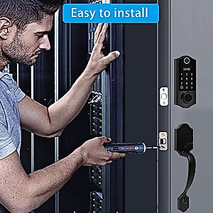 HARFO Fingerprint Door Lock, Keyless Entry Door Lock with Handles, Smart Door Lock, Front Door Lock Handle Sets, Electronic Keypad Deadbolt (Black)