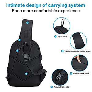 OIWAS Sling Bag For Men Fit 12.9 Inch Tablet Lightweight One Strap Backpack Black Business Crossbody Bag Travel Hiking Shoulder Bag Waterproof Cycling Chest Bag