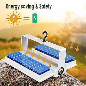 2 in 1 Solar Camping Lights,5 Modes Dimmable Solar Lantern Flashlight, 5000mAh High Capacity Battery Collapsable Lantern Outdoor Waterproof Hanging Tent Lamp Emergency Light for Home Power Failure