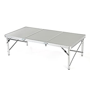 ARROWHEAD OUTDOOR 4’ ft Heavy-Duty Portable Aluminum Frame Folding Table w/Leveling Feet, Solid Tabletop Surface, 2 Adjustable Heights, Carrying Case Included, Lightweight, USA-Based Support