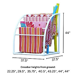 TowelMaid Original Curved 7 Bar Freestanding Outdoor Poolside Towel Rack Made in USA