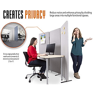 Stand Steady ZipPanels Office Partition | Room Dividers | Three Zip Together Panels Provide Privacy and Reduce Ambient Noise in Workspace, Classroom and Healthcare Facilities (Light Gray / 3 Panels)