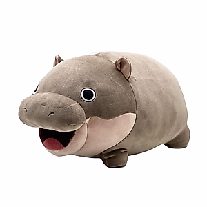 2024 Moo Deng Hippo Plush, 16" Cute Pygmy Hippo Plushie Toy for Fans Gift, Soft Baby Hippopotamus Stuffed Animal Pillow for Kids and Adults