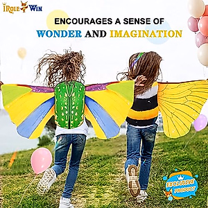 iROLEWIN Toddler-Kids Butterfly-Wings-Costume for Girls Dress-Up Clothes Dragonfly-Bee-Ladybug-Wings Bug Party Favors Gifts