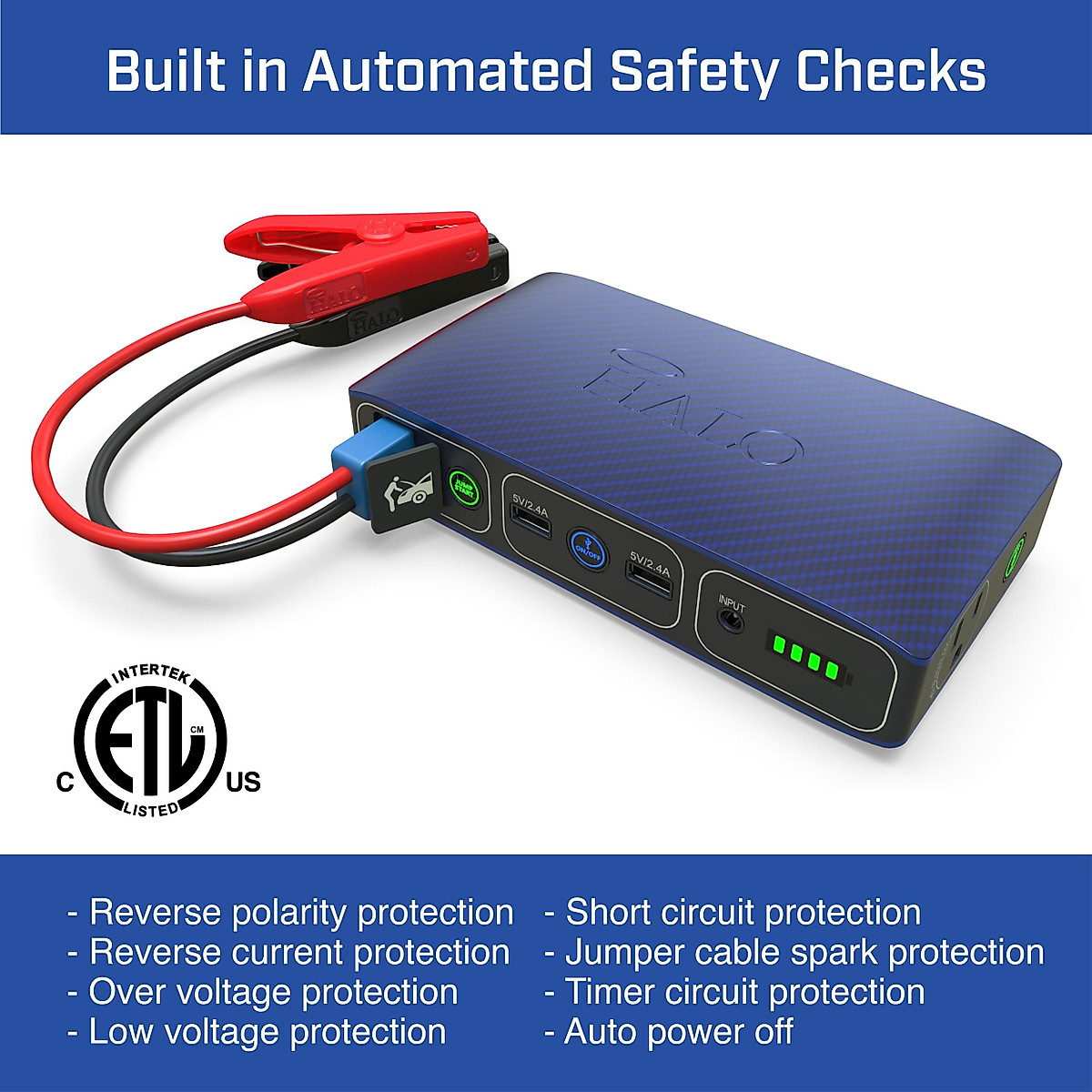 HALO Usb Bolt 58830 mWh Portable Phone Laptop Charger Car Jump Starter with AC Outlet and Car Charger - 120 Amps -Rose Gold