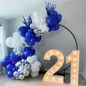 BAUANOOY 100pcs Royal Blue Balloons 12 inch, Navy Blue Latex Balloons with Blue Ribbon for Graduation Baseball Baby Shower Wedding Graduation Birthday Party Decorations