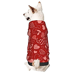 Dog Puppy Hoodies Valentines Day Red Heart Flowers Spring Sweatshirt Pet Hooded Coat Jackets Apparel for Small Dogs