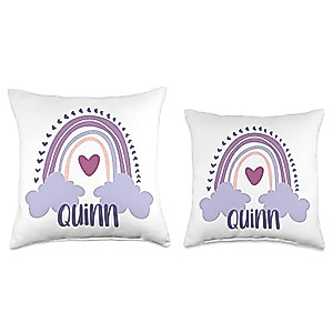 Cute Rainbow Name Designs Quinn Personalized Custom Name Rainbow Cute Colorful Throw Pillow, 16x16, Multicolor