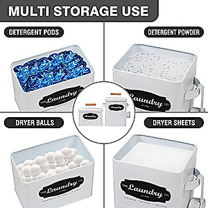 L. Birch Laundry Detergent Container and Dryer Sheets Holder Set - Laundry Containers for Detergent - Powder Detergent Container - Laundry Room Decor and Accessories - Dryer Ball Holder