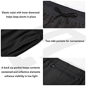 GGK Mens 5 Inch Running Shorts Lightweight Quick Dry Athletic Shorts for Workout Gym Training with Back Zipper Pockets Black