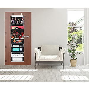 VICTORICH Super Convenient Sturdy Door Over Hanging Organizer, Behind The Door Storage Organizer with Door Hook and Large Clear Windows, Hanging Wall File Organizer (1 Pack A-Black)