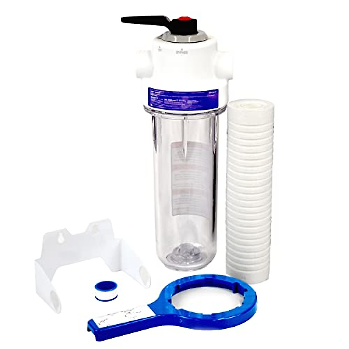 Whirlpool 10" x 2.5" Whole House Water Filter System WHKF-DWHV, 3/4" Ports, Replacement Cartridge GD05 & Kit Included, NSF Certified