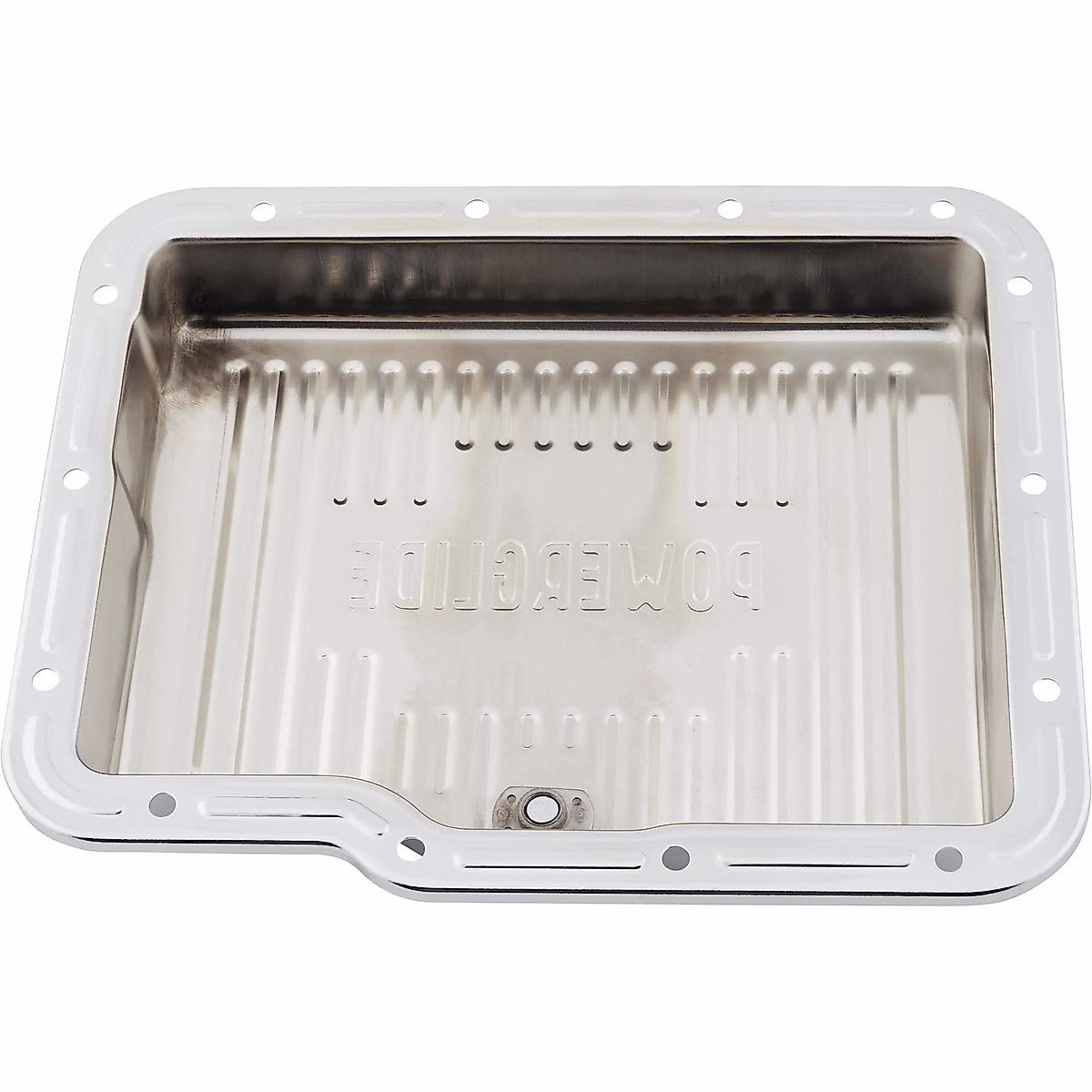 GM Powerglide Steel Transmission Pan, Ribbed, Chrome
