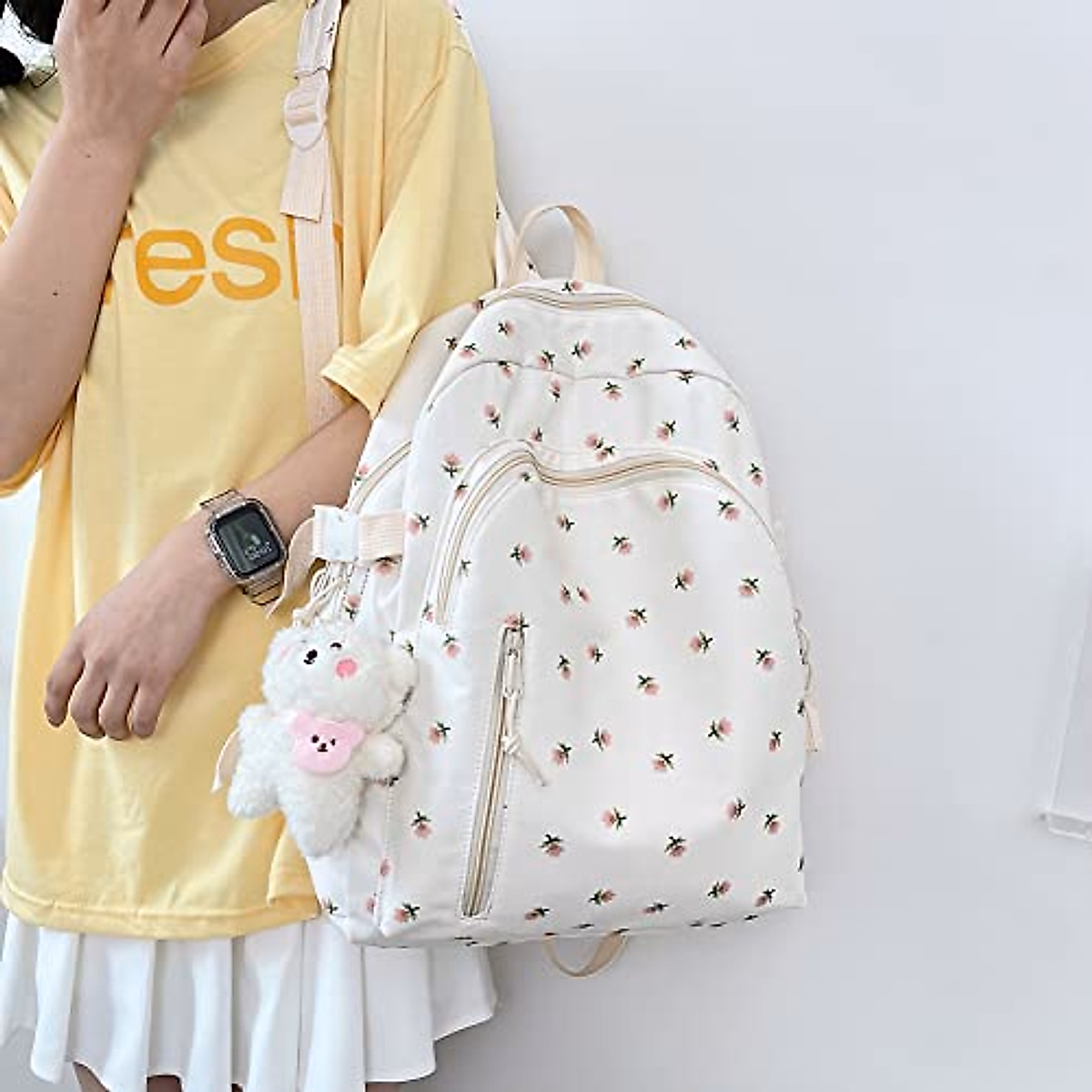 Cute Kawaii Backpack Floral Backpack for School Coquette Aesthetic Backpack Rucksack for Women Girls Coquette School Bag
