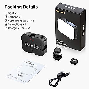 VIJIM VL100C Bi-Color LED Video Light on Camera,Mini Rechargeable 2000mAh LED Camera Lights,CRI95+ Dimmable 2500-6500K Ultra Bright Photo and Video Lighting,LED Fill Lamp…