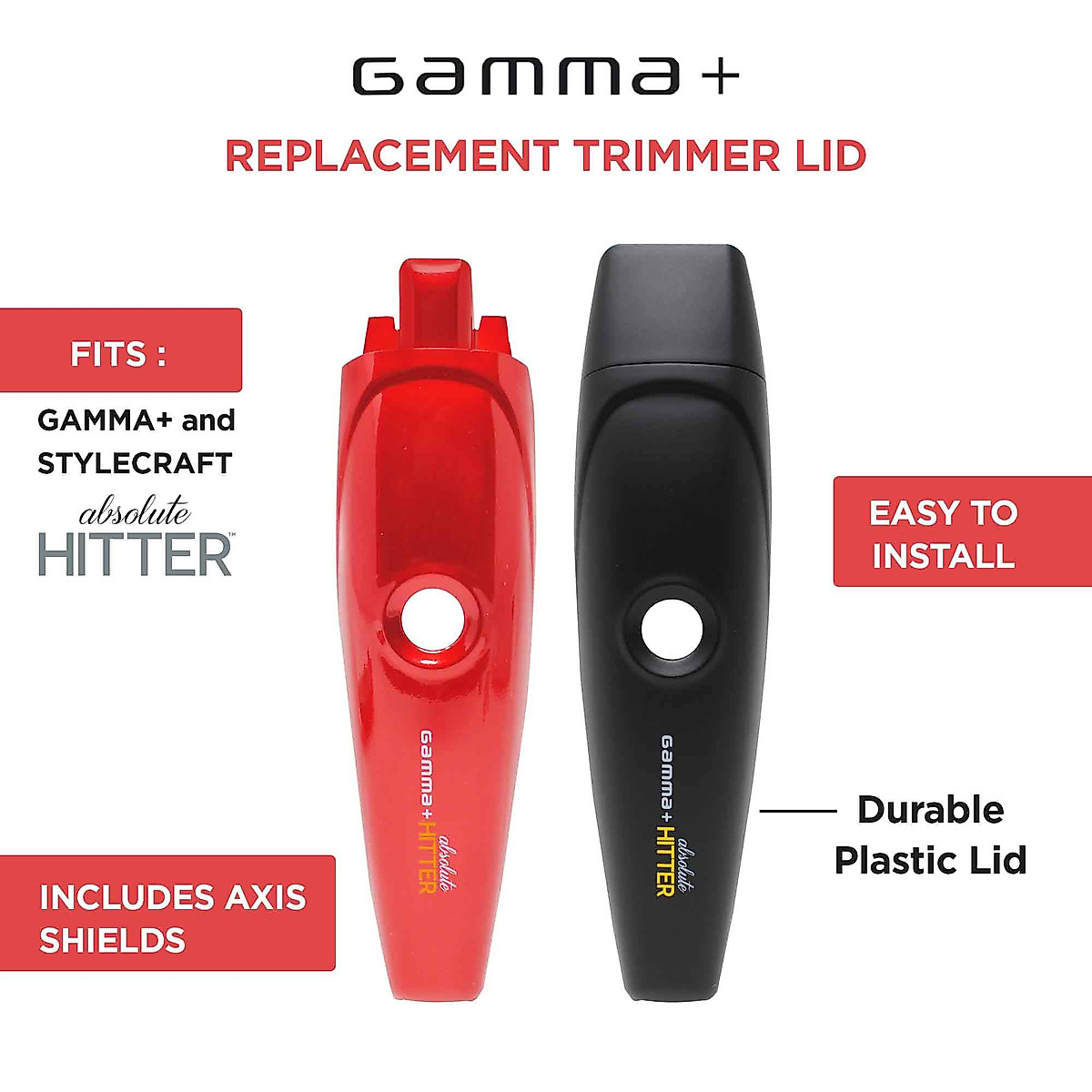 Gamma+ Absolute Hitter Custom Body Kit Lids Metallic Red and Matte Black Set of 2 Trimmer Lids