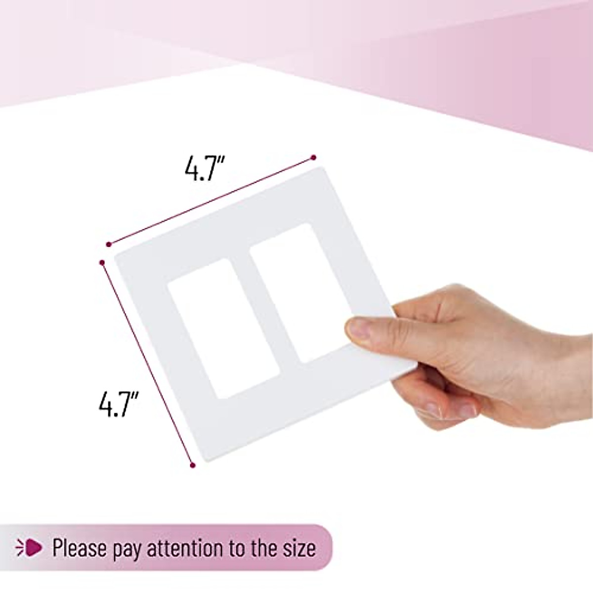 Bates- Screwless Decorator Wall Plates, Two Gang Switch Plate Covers, 4 Pack, Screwless Wall Plates 2 Gang, White Switch Plate Covers, Switch Cover Plate, Wall Switch Cover, Electrical Outlet Cover…