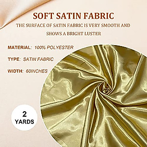 HOTGODEN Satin Fabric: 60" Wide 2 Yards,6 Yards Gold Solid Satin Fabric for Wedding, Bridal, Decoration, Fashion, Apparel Crafts