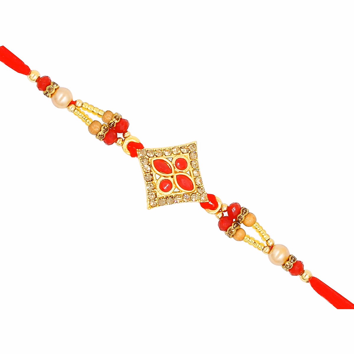 Premium Designer Rakhi for Brother Multicolor Beautiful & Designer Thread Raksha Bandhan Rakhi for Loving Brother Bhai | Rakhi for Small Brother (Kundan)