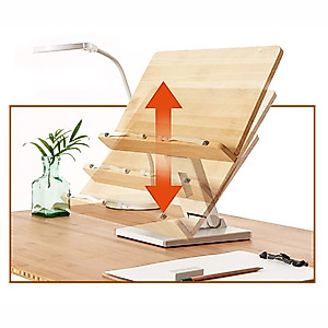 EYELEVEL Wooden Book Stand Reading Rest Bookrest Cookbook Laptop Holder for Textbook Music Score Desk Laptop Height Adjustable 270° Angle Adjustable with withmolly USB led Book Light