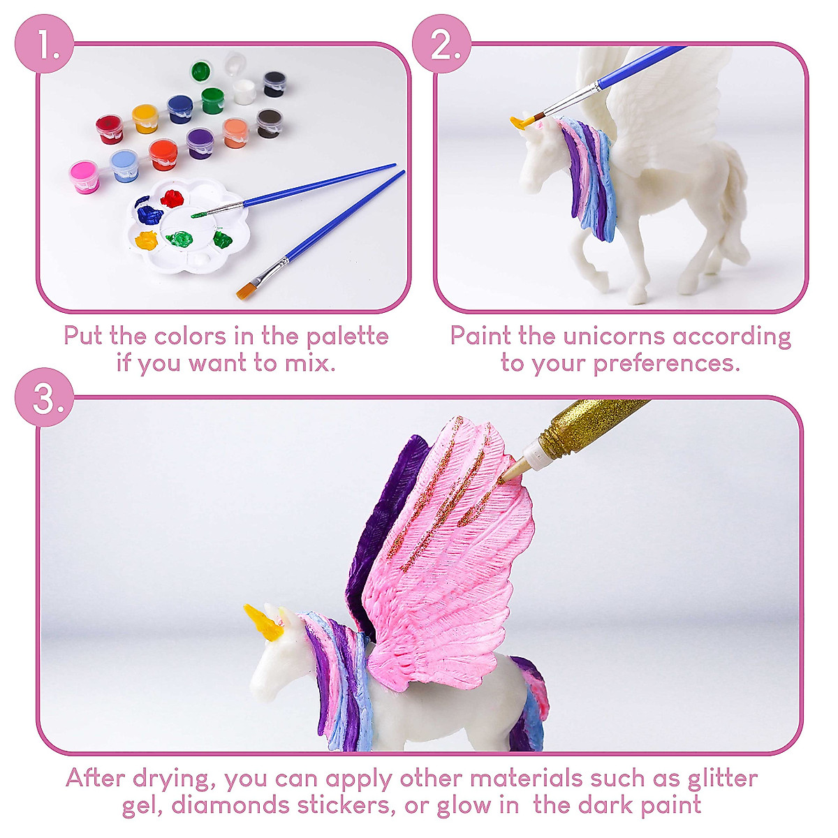 BONNYCO Unicorns Gifts for Girls Painting Kit with 18 Unicorns Painting for Kids with Glow in The Dark | Girl Toys 3 4 5 6 7 8 9 10 Years Old Gifts for Girls for Birthday, Christmas | Unicorn Toys