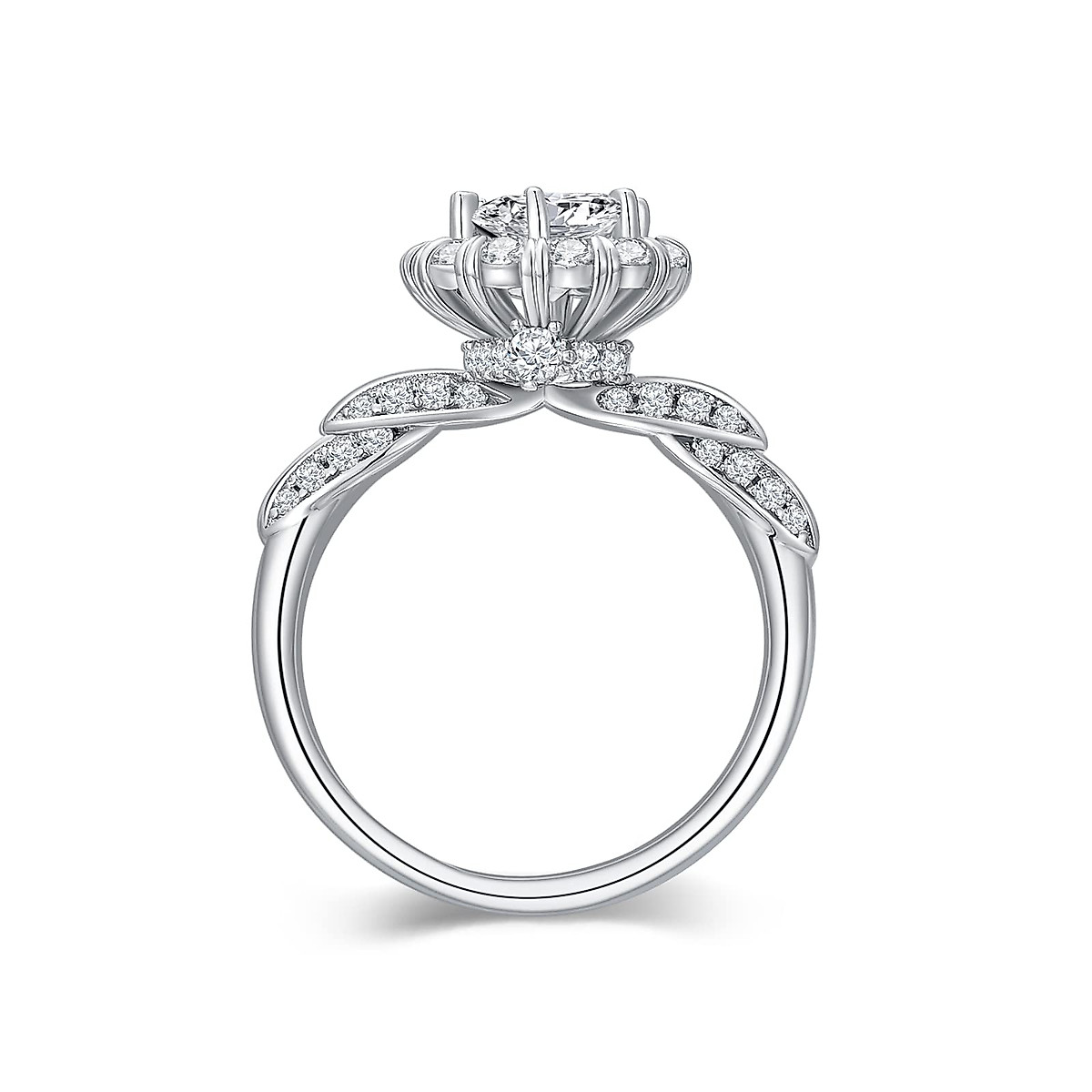 Molioaki 1.25 Carat (ctw) moissanite engagement rings for women Platinum Plated Silver moissanite rings- 9.5