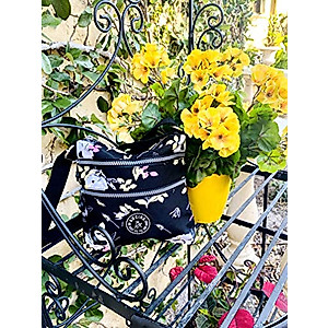 AOCINA Crossbody Purses for Women Lightweight Small Travel Bag Shoulder Purses and Handbags with Multi Zipper Pockets (Black Flower)